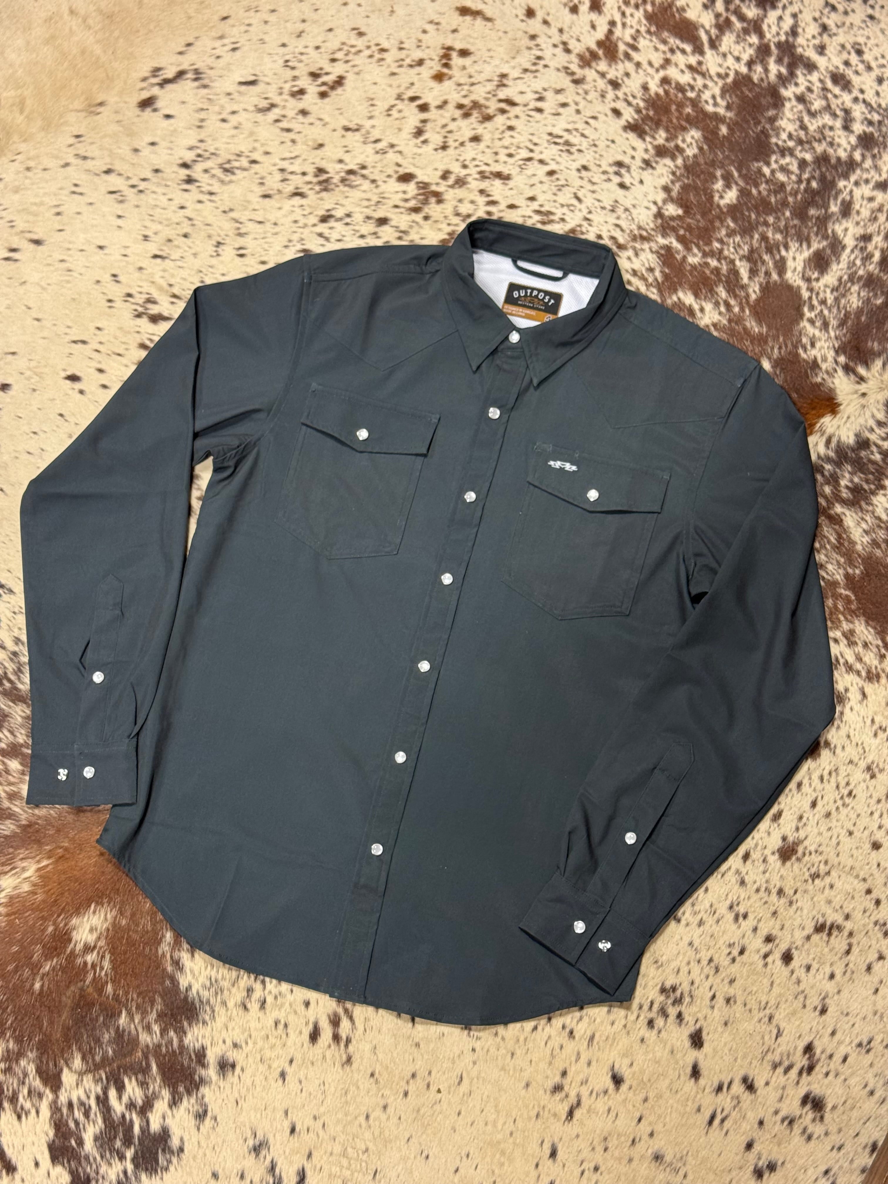 Outpost Performance Charcoal Pearl Snap LS Shirt – Outpost Western Store