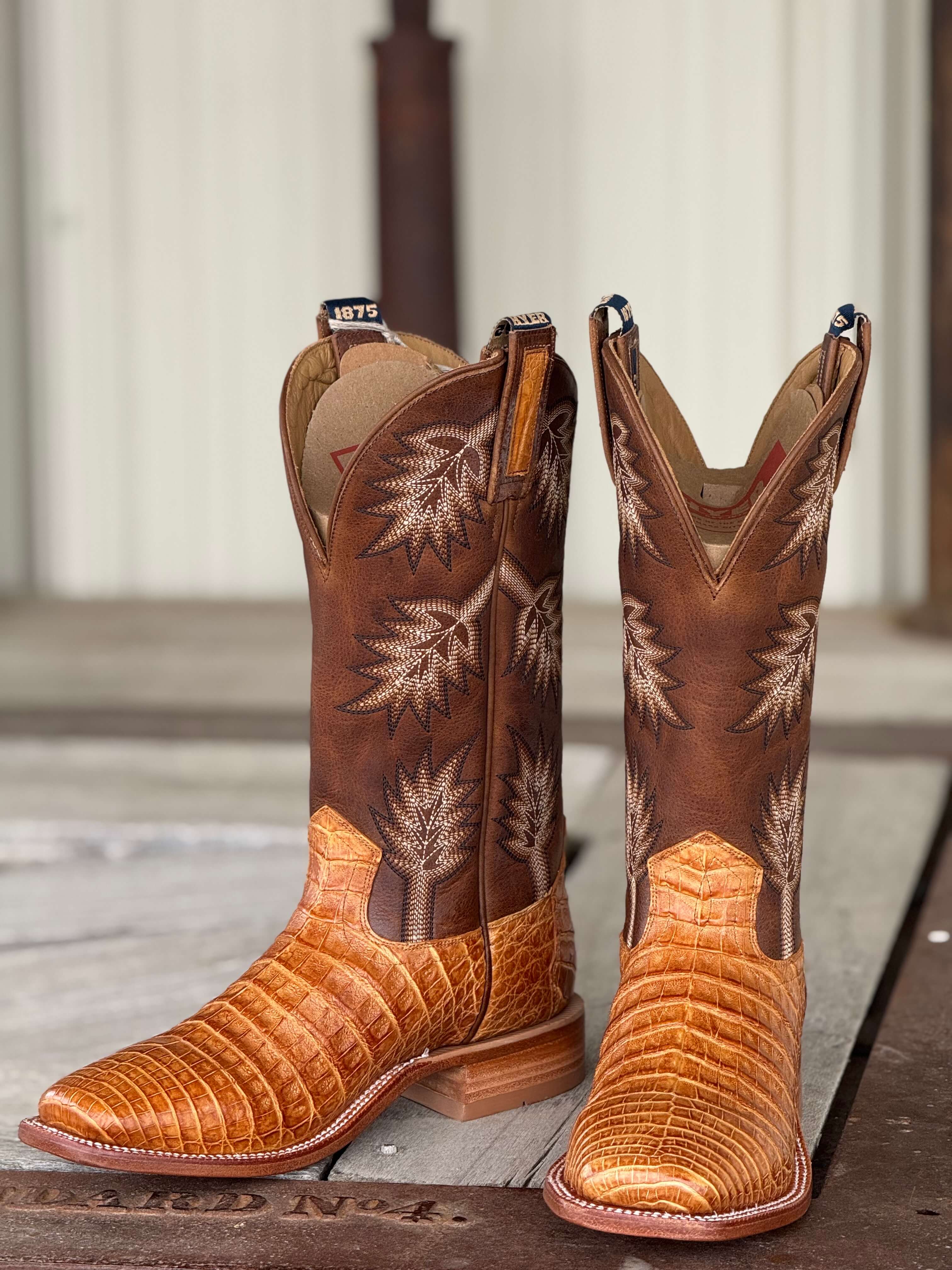 HYER Boot Co. | Russell Waxy Tan Caiman Belly Boot – Outpost Western Store