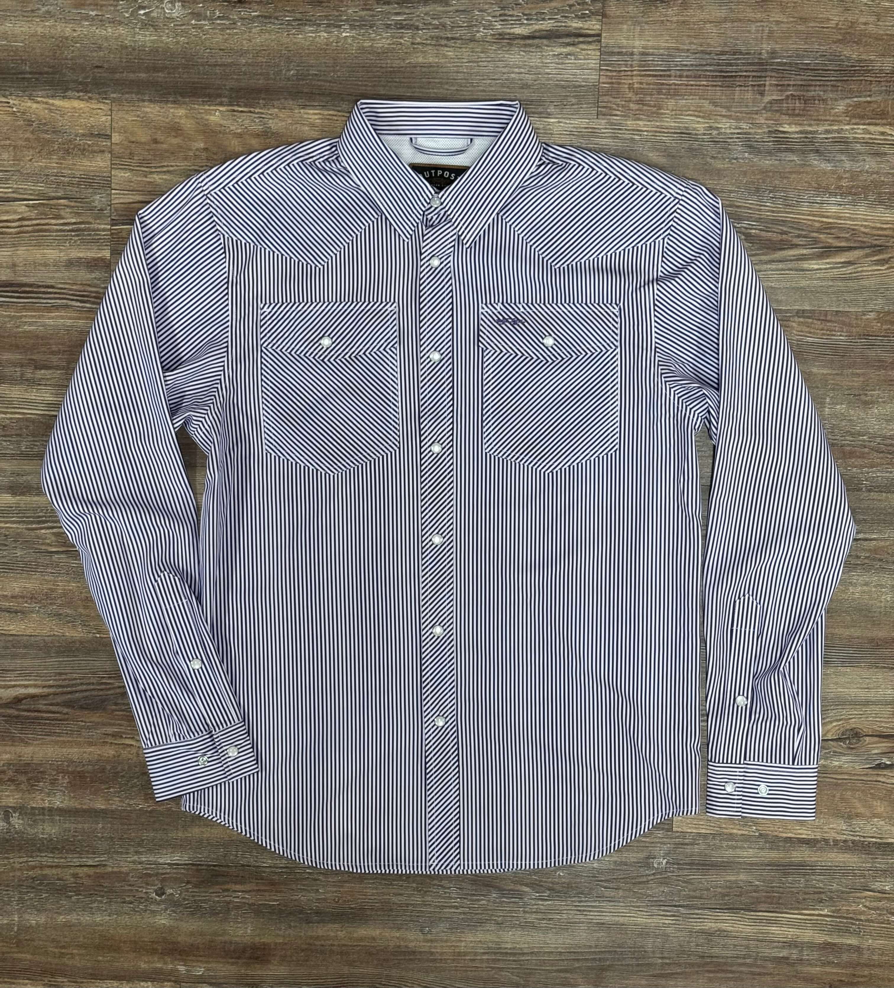 Outpost Performance Purple Pinstripe Pearl Snap LS Shirt – Outpost ...