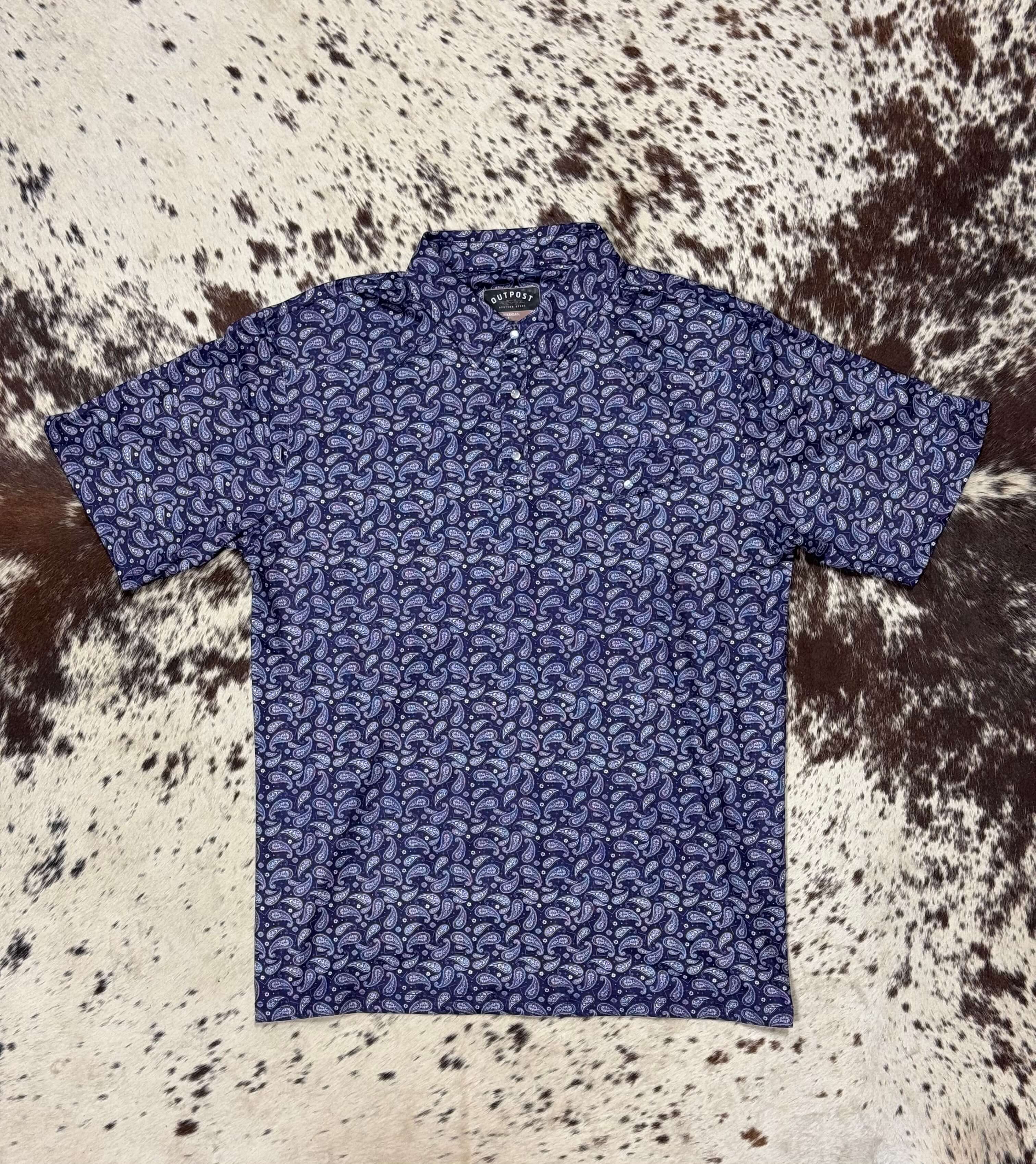 Outpost Performance Dark Indigo Paisley Polo Shirt – Outpost Western Store