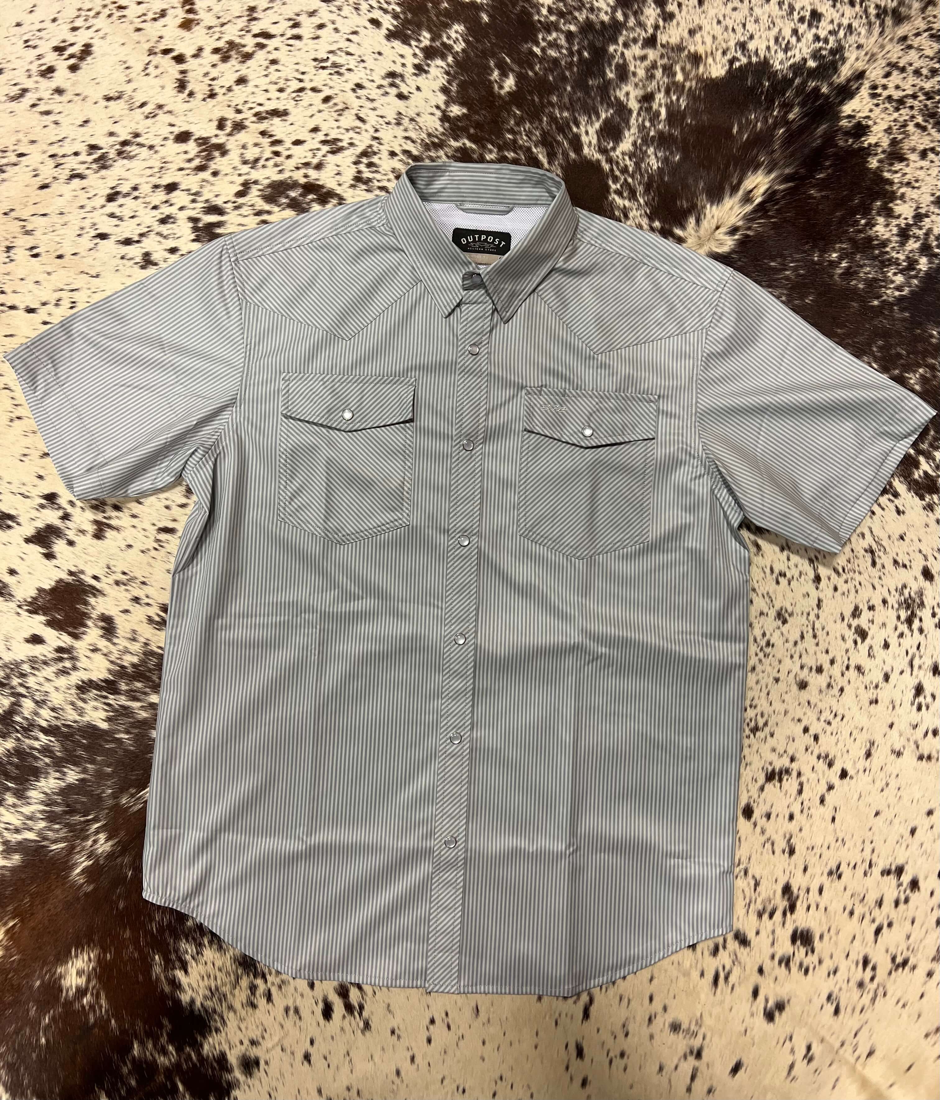 Outpost Performance Pinstripe Pearl Snap SS Shirt – Outpost Western Store