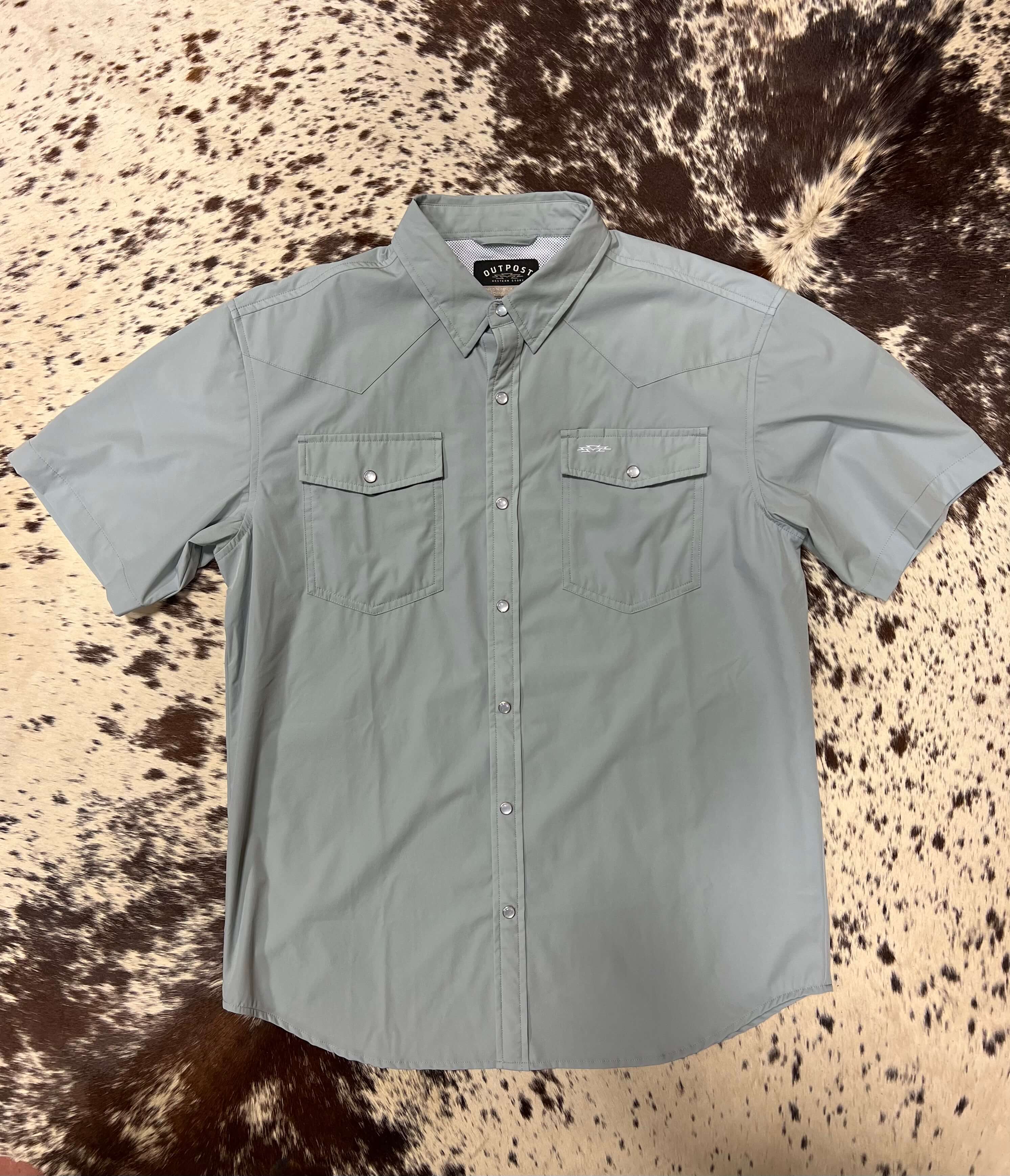 Outpost Performance Light Blue Pearl Snap SS Shirt – Outpost Western Store