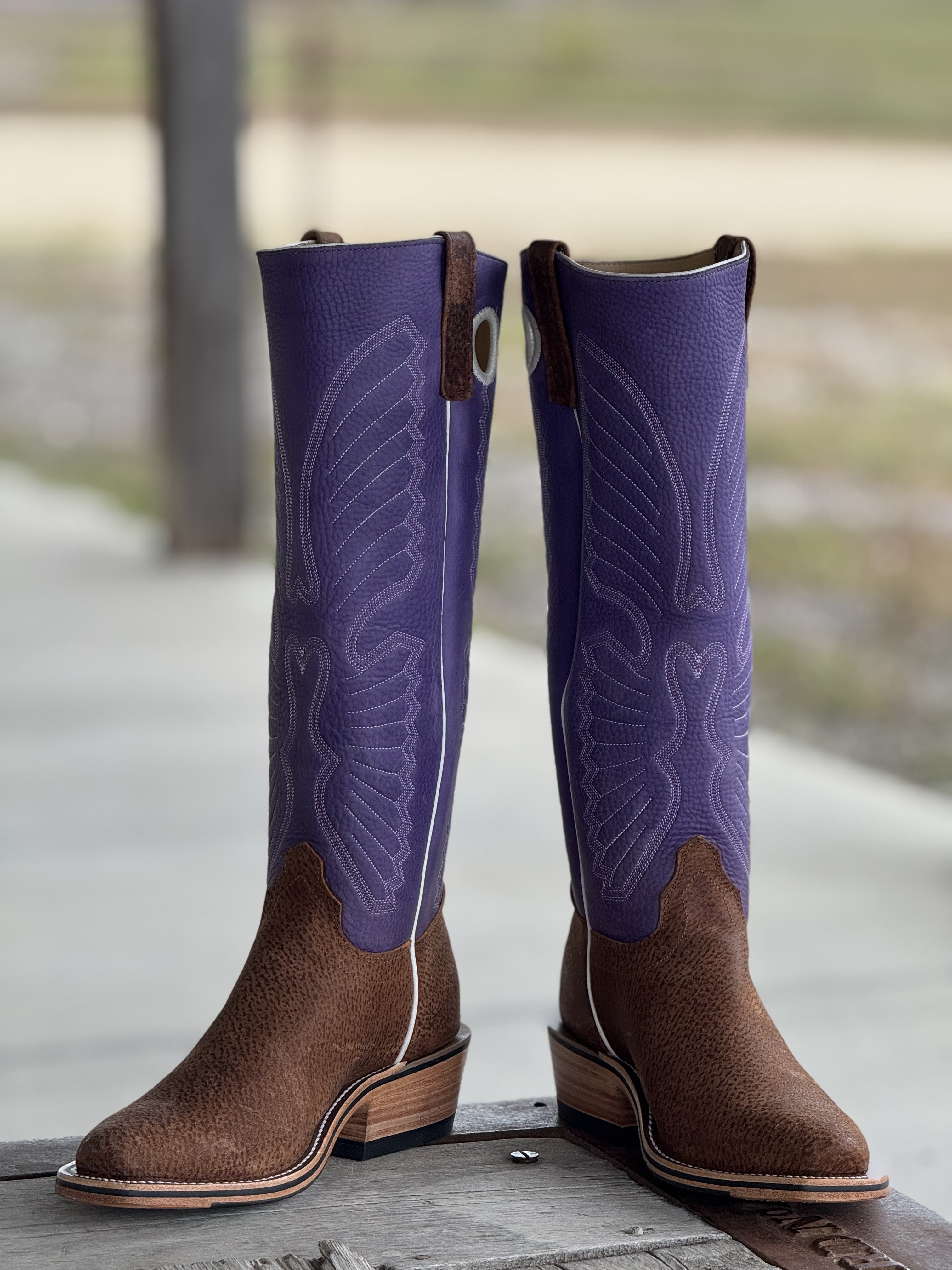 Olathe Boot Co. | Havana Tag Boar Purple Bulldozer Tall Top Boot ...